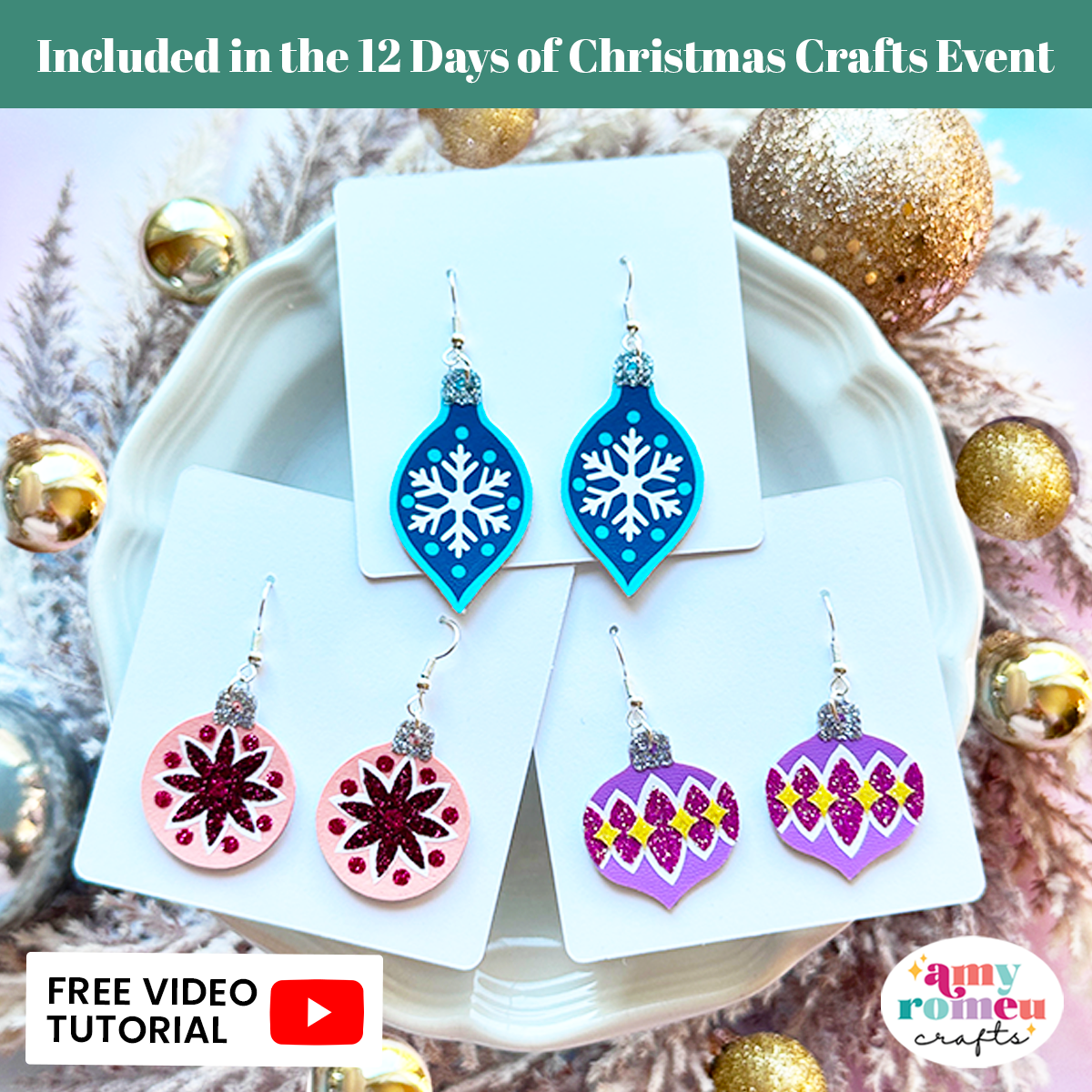 Vintage Christmas Ornament Faux Leather Earrings SVGs – Amy Romeu