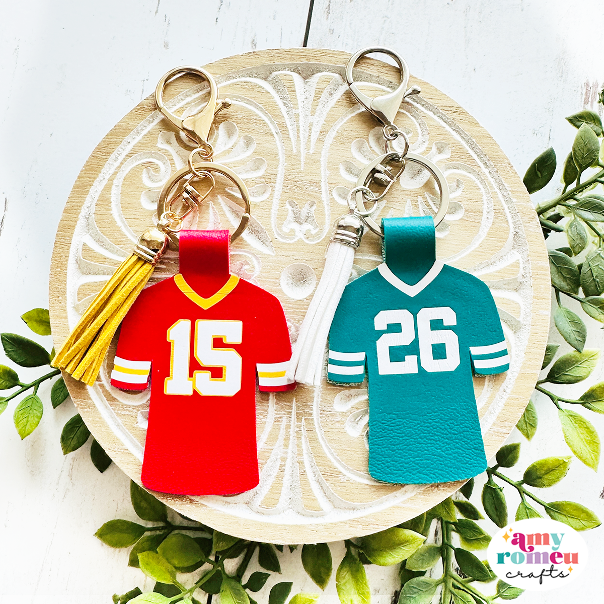 Personalized Football Jersey Faux Leather Keychains SVG – Amy Romeu