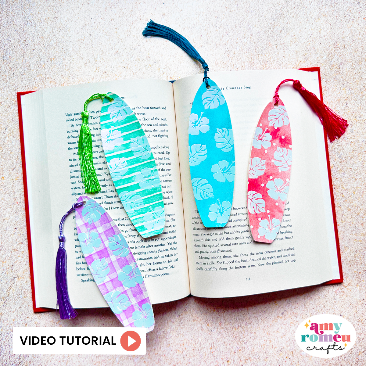 Faux Leather Tropical Surfboard Bookmark SVG – Amy Romeu