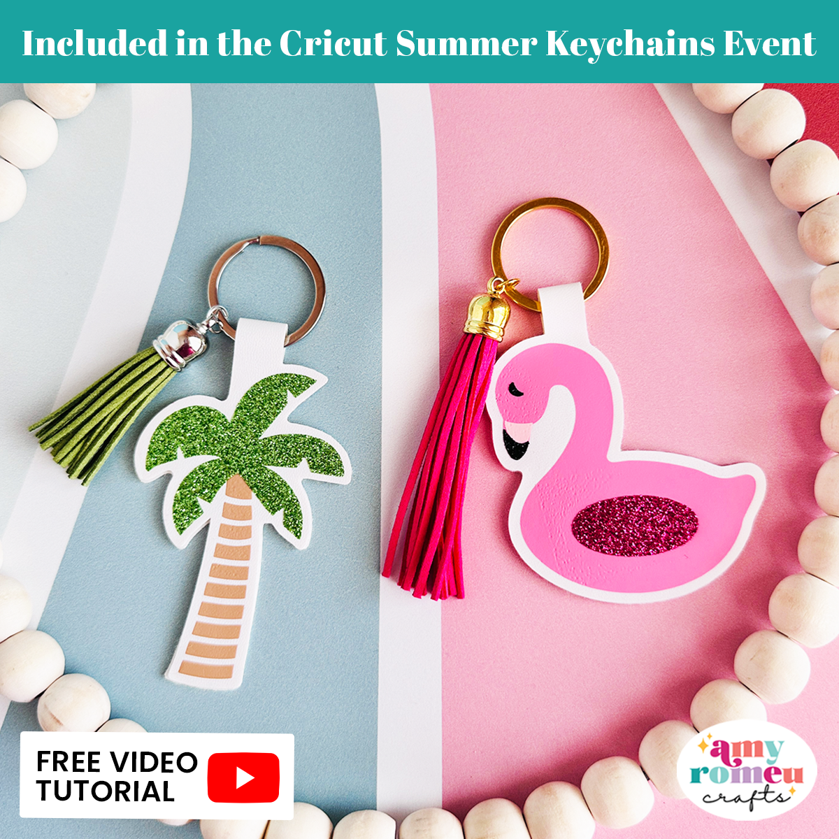 Palm Tree & Flamingo Floatie Faux Leather Keychains SVG Set of 2 – Amy ...