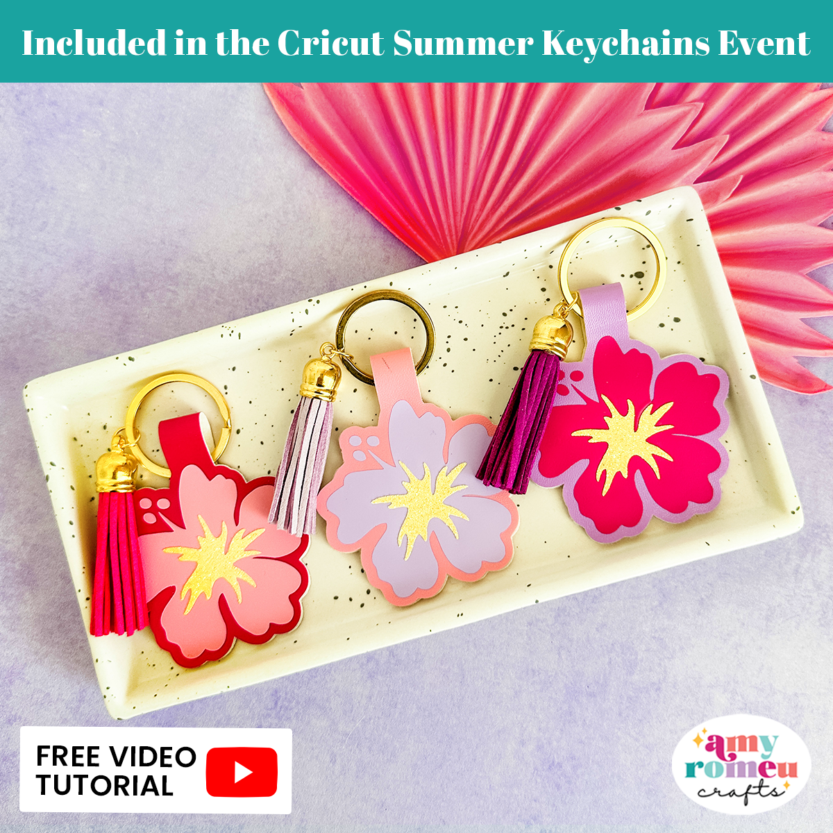 Hibiscus Faux Leather Keychain SVG – Amy Romeu