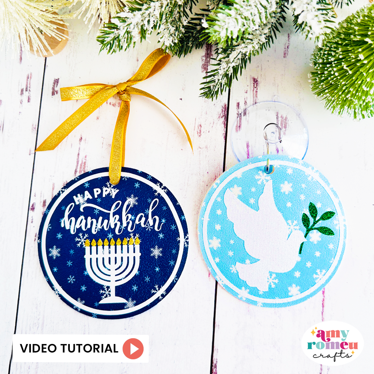 Faux Leather Happy Hanukkah & Dove of Peace Window Hanger SVGs – Amy Romeu