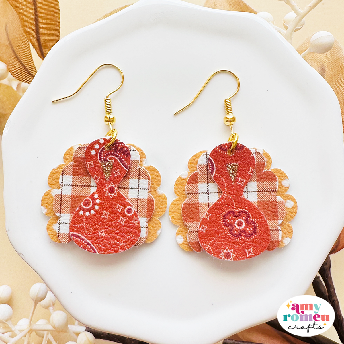 Faux Leather Layered Turkey Earring SVG – Amy Romeu