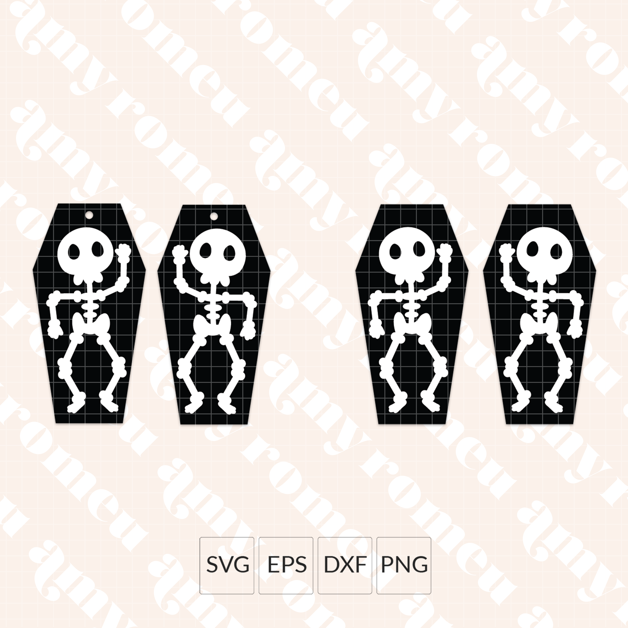 Skeleton Coffin Earrings SVG – Amy Romeu